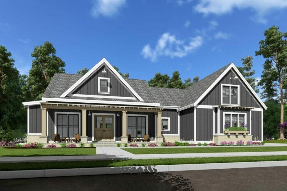 Modern 3-Bedroom 1-Story Farmhouse with Perfect Exterior Symmetry ...