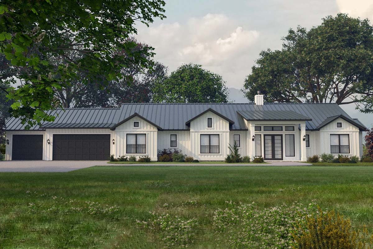 4-Bedroom 1-Story Modern Farmhouse With Expansive Covered Patio (Floor ...