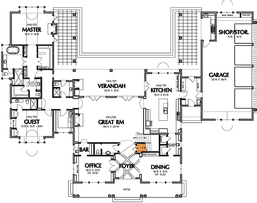 4-Bedroom Dual-Story Rustic Shingle House with Guest Wing and Palladian ...