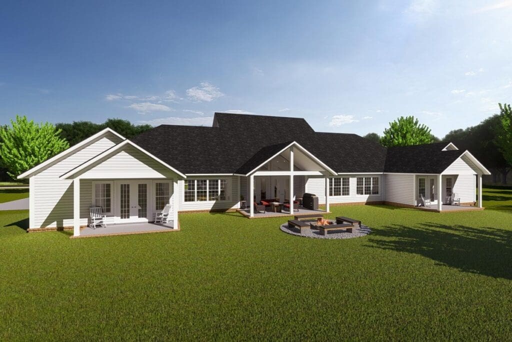 6-Bedroom 2-Story Multi-Generational Farmhouse with Split Living Wings ...