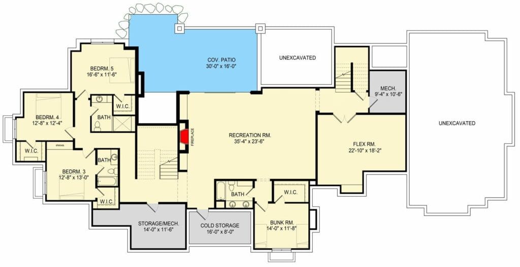 6-Bedroom Single-Story Contemporary Floor Plan with Vaulted Great Room ...