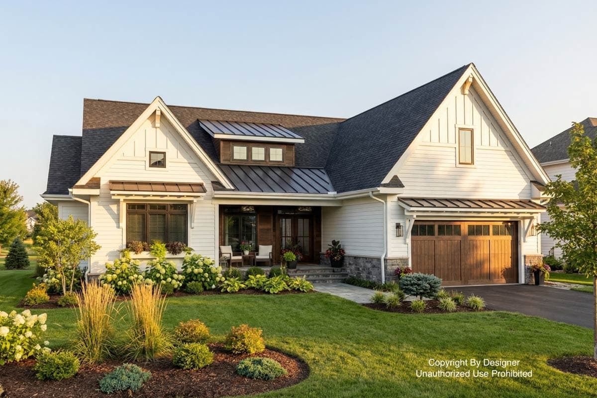 3-Bedroom 1-Story Modern Farmhouse with One-Level Living and Flexible 2 ...