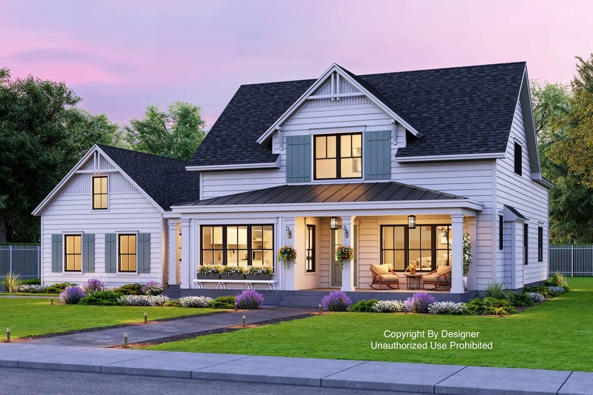 4-Bedroom 2-Story Modern Farmhouse with Bonus Expansion and Private ...