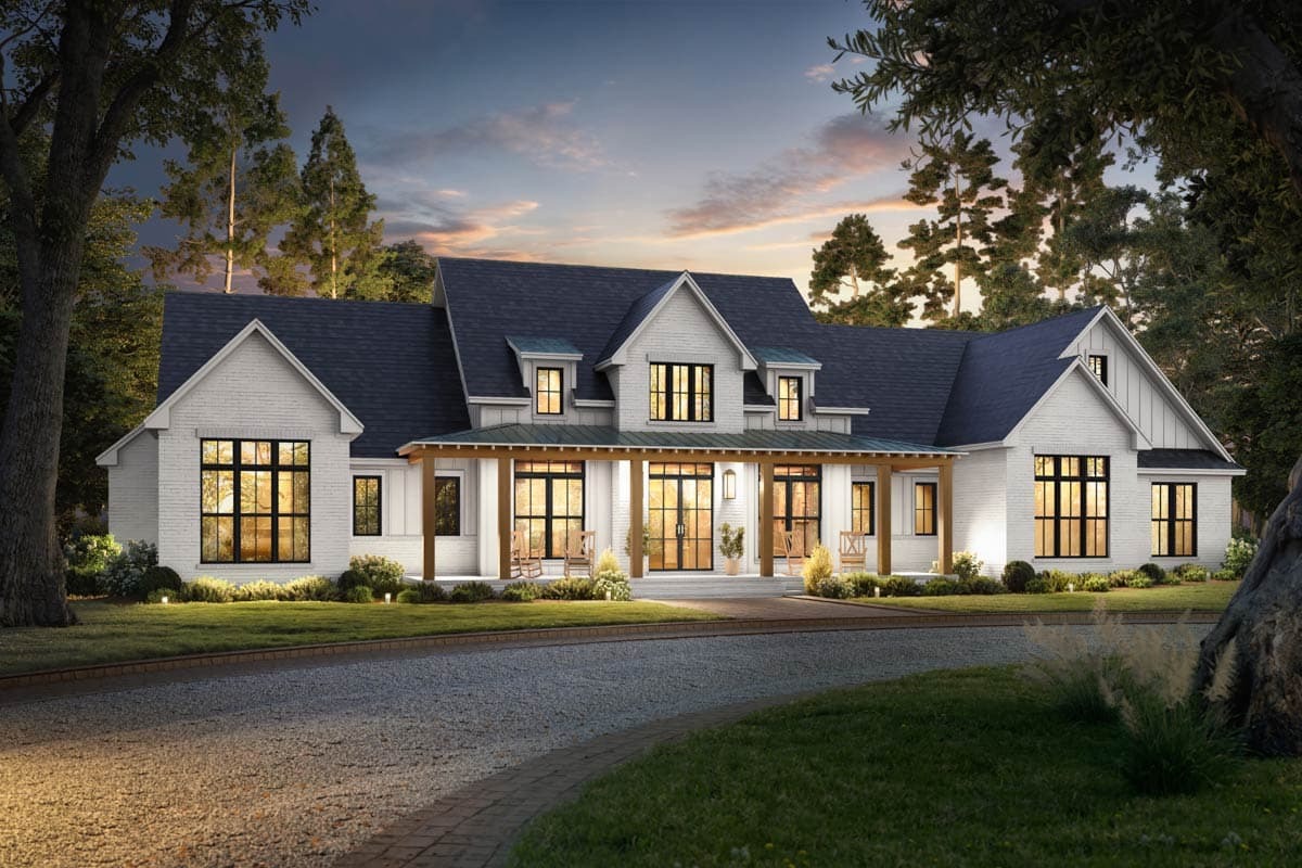 5-Bedroom 1-Story Modern Farmhouse with Side-Entry 3-Car Garage and ...